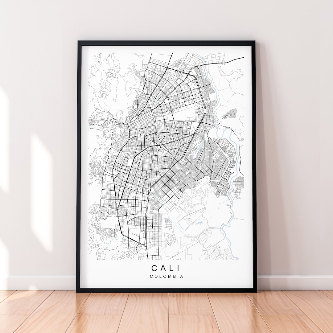 Cali City Map Colombia Print Poster Minimalist Home Decor Cali Colombia ...