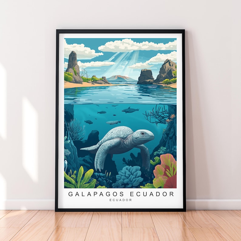 Galapagos Ecuador Art Print Illustration Galápagos Islands Poster Wall ...