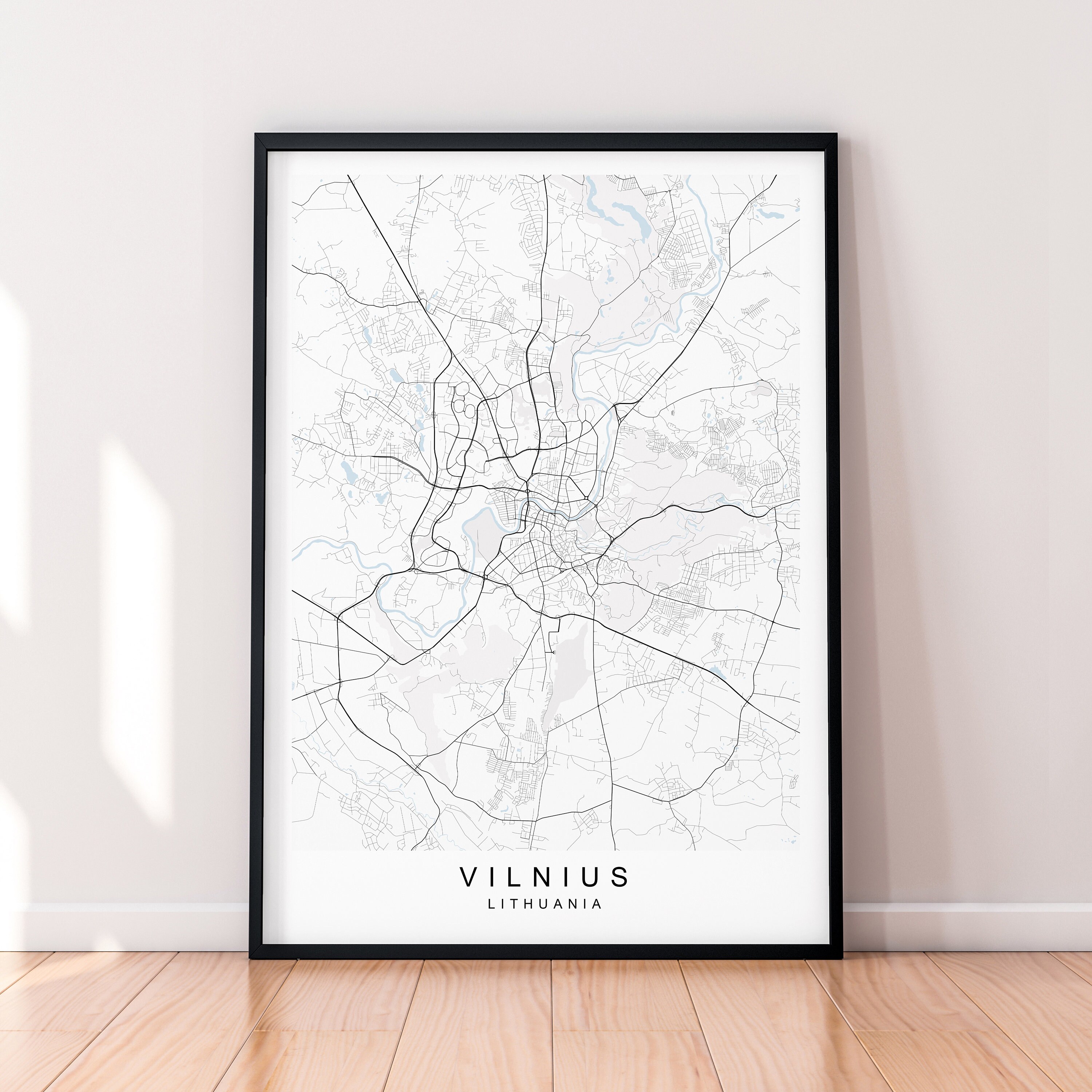 Vilnius Map Town City Map Poster Print Vilnius Lithuania Home Map ...