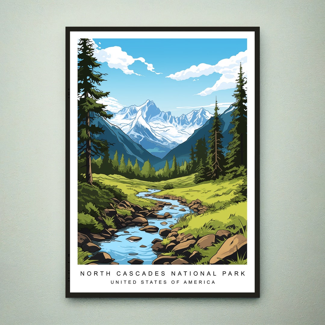 North Cascades National Park Illustration Print North Cascades National ...