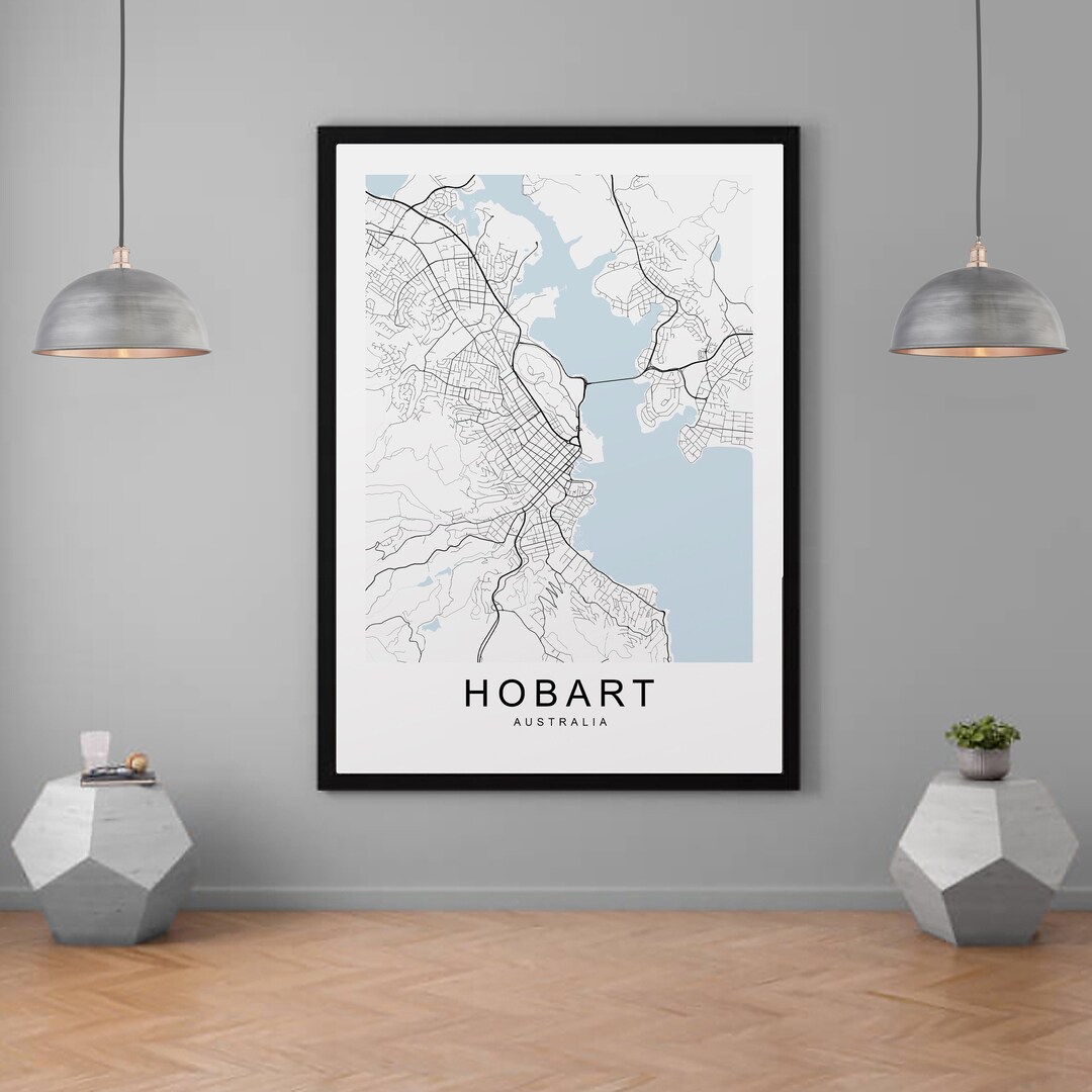 Hobart Map Australia City Town Map Print Minimalist Home Map Poster ...