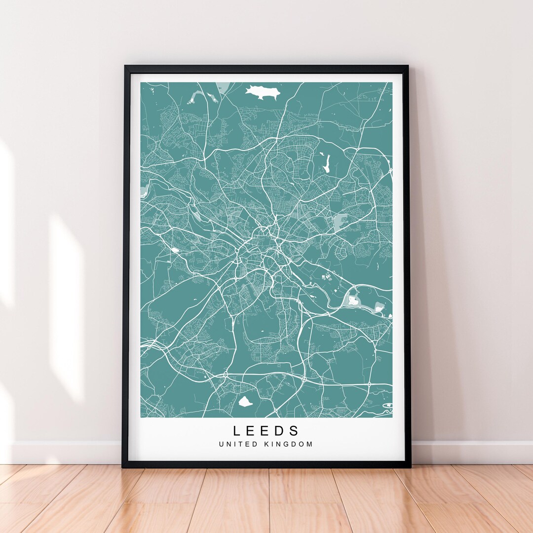 Leeds England Map Print Leeds UK Map Poster Wall Art Gift Unframed ...