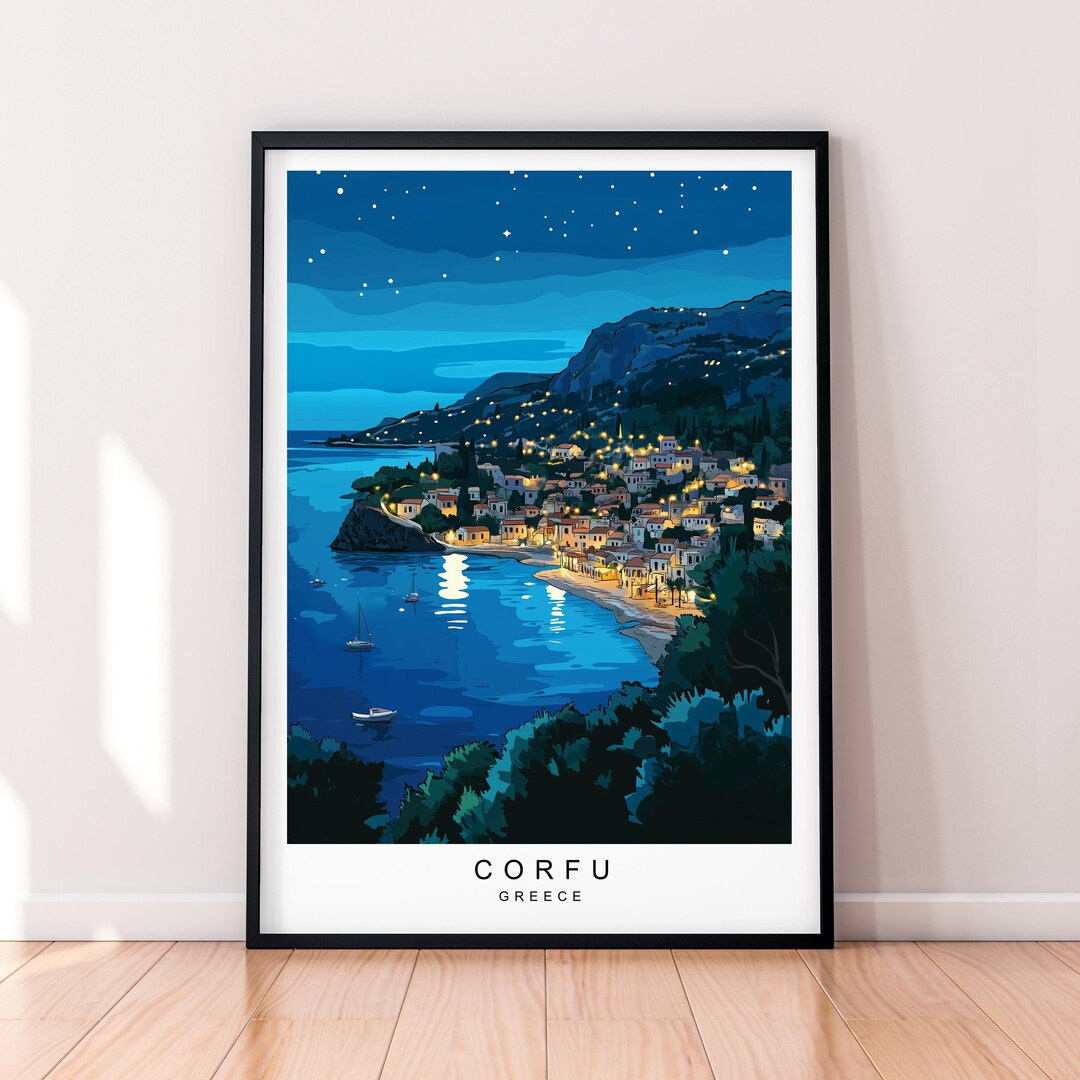 Corfu Art Print Illustration Corfu Greece Poster Wall Art Gift Unframed ...