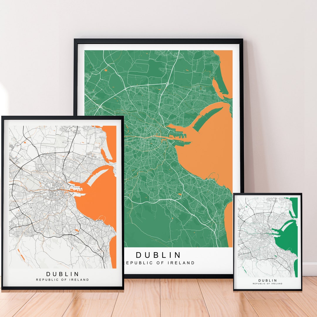 Mapa de Dublín, mapa de la ciudad de Irlanda, impresión minimalista ...