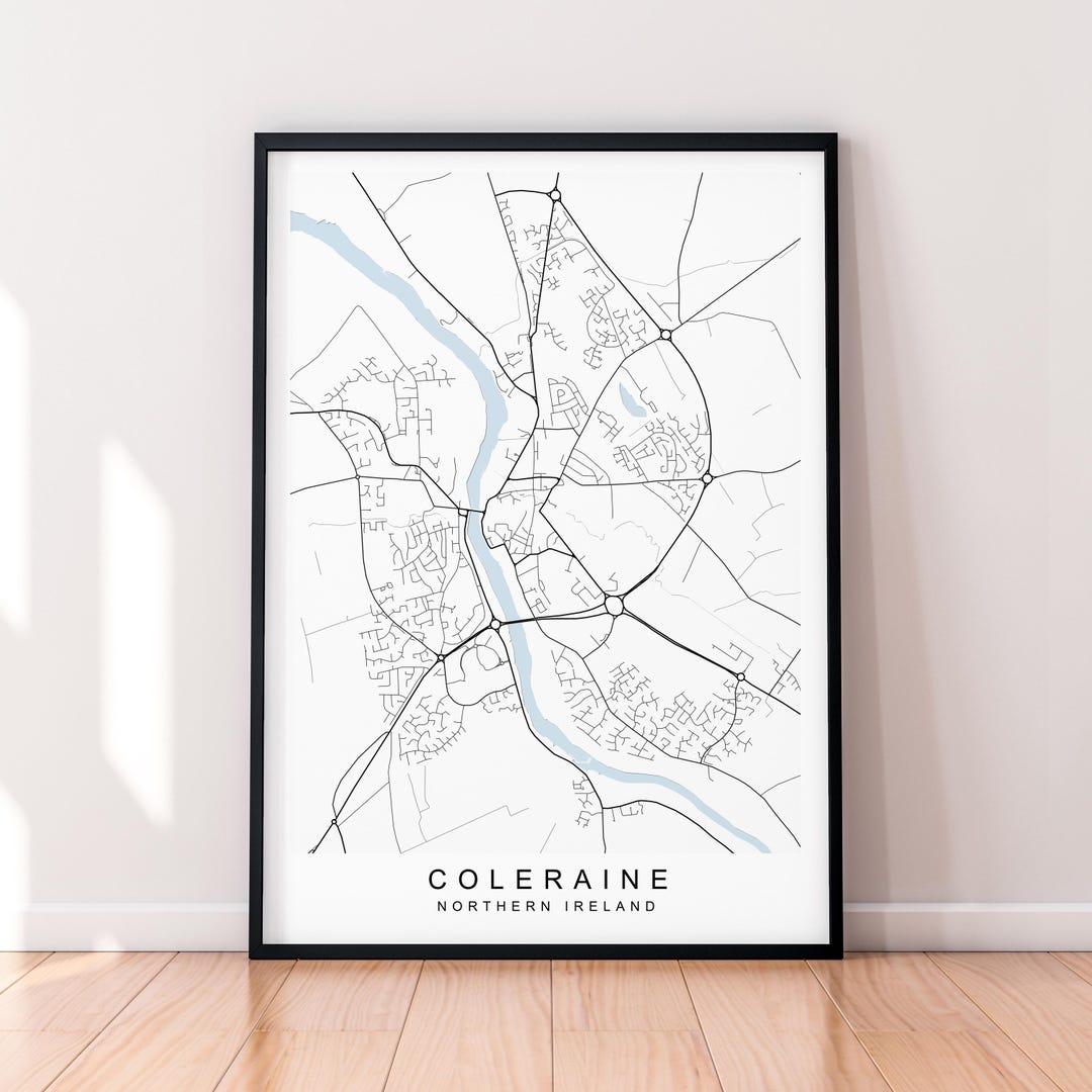 Coleraine Map Print Wall Decor Coleraine Northern Ireland Poster Wall ...