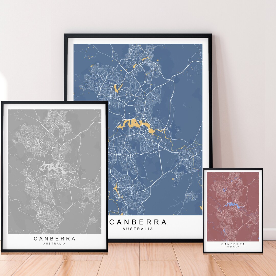 Canberra Map Print Australia Canberra Minimalist Canberra City Area Map ...
