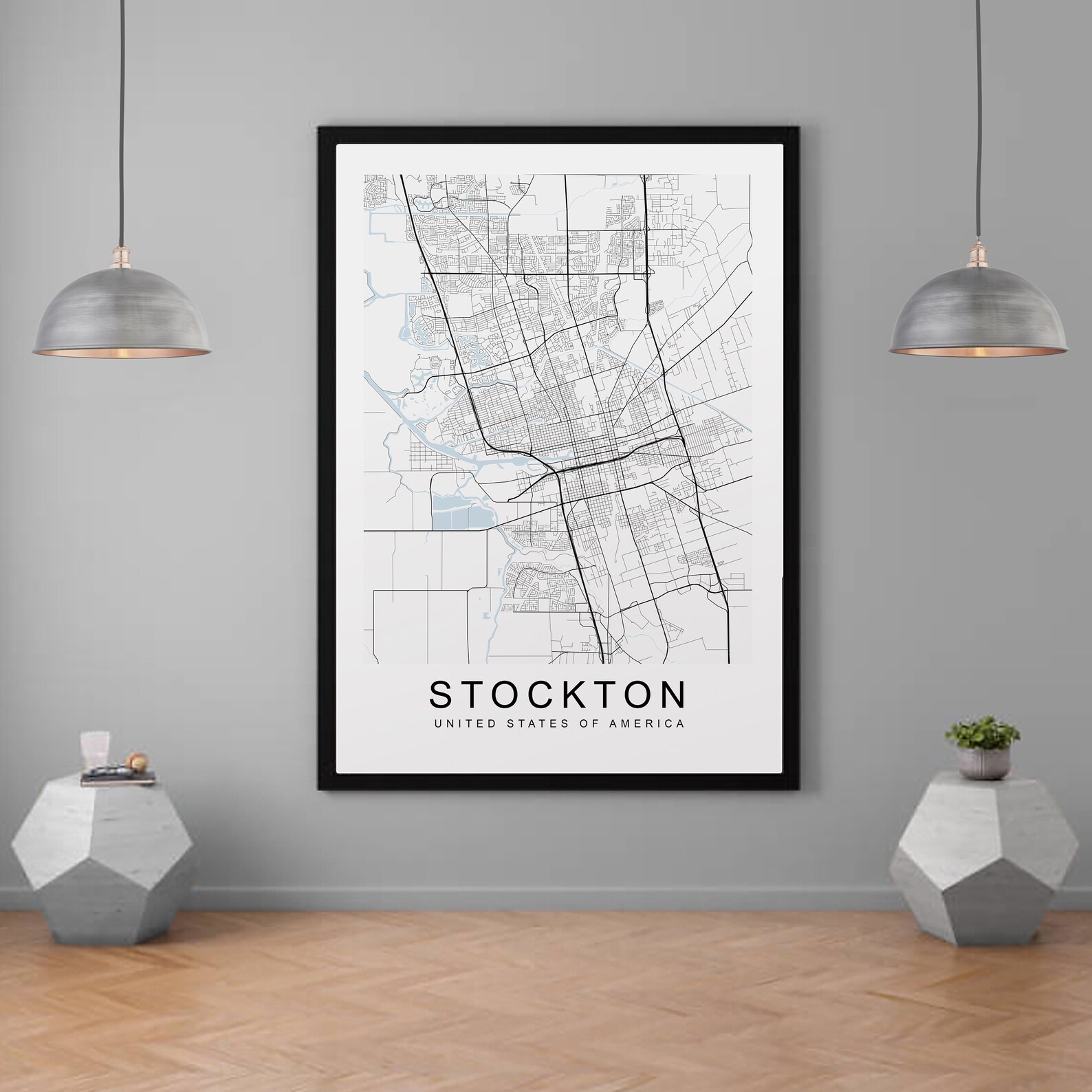 Stockton California USA City Town Map Print Minimalist Home Map Poster ...
