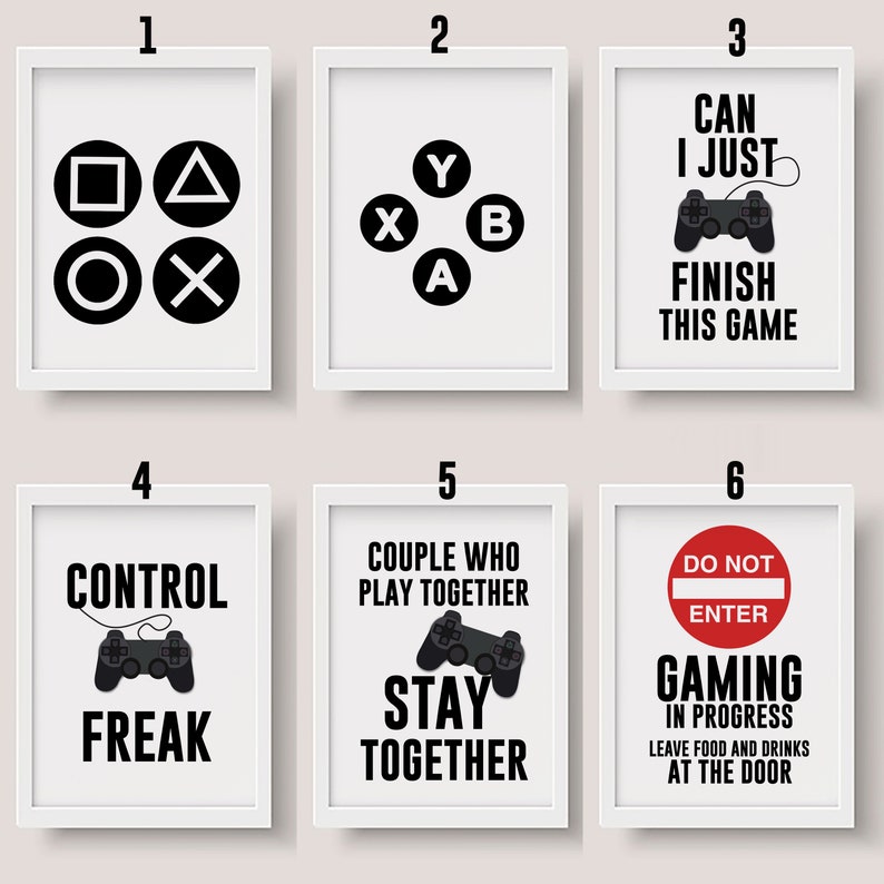 Gaming Prints Posters Kids Children Adult Gamers Bedroom Text | Etsy