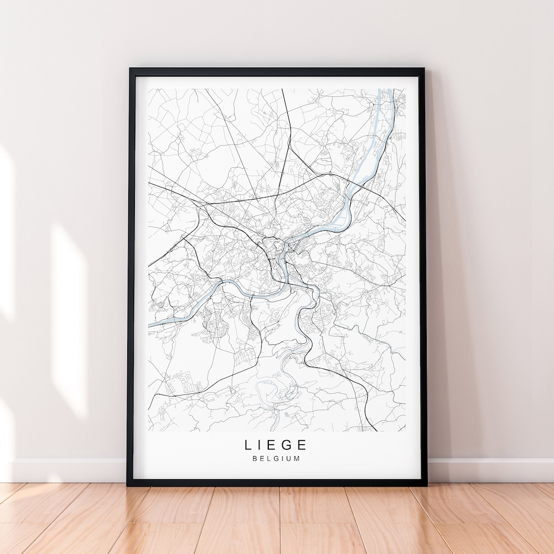 Liège City Map Belgium Print Poster Minimalist Home Decor Liege Belgium ...
