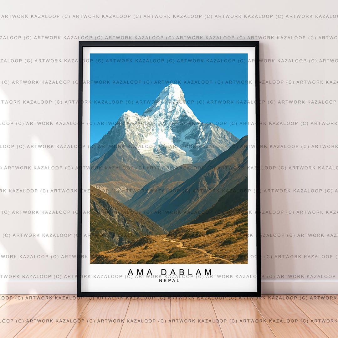 Ama Dablam Nepal Unframed Illustration Art Print With Himalayan ...