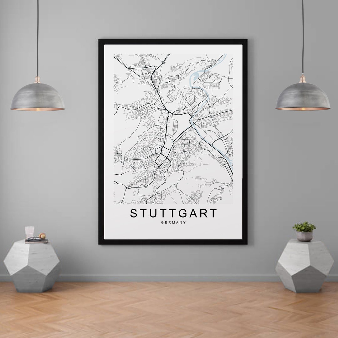 Stuttgart Map Germany Town City Map Print Minimalist Home Map Poster ...