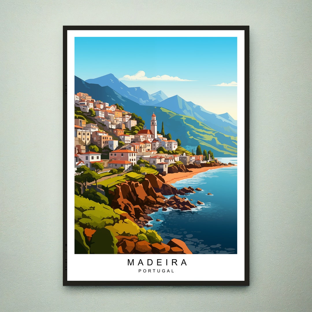 Madeira Illustration Print Madeira Island Portugal Travel Poster Gift ...