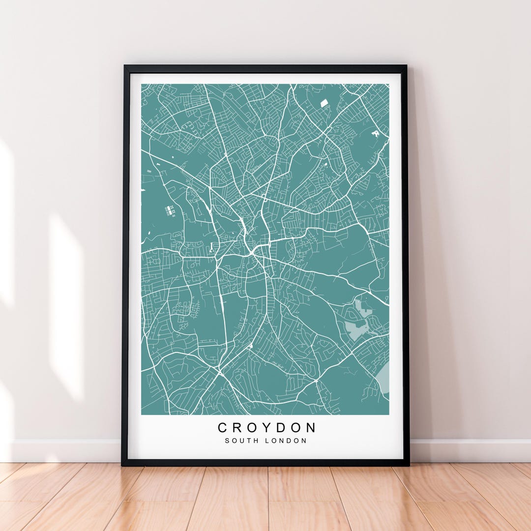 Croydon England Map Print Poster Minimalist Home Croydon London Map ...