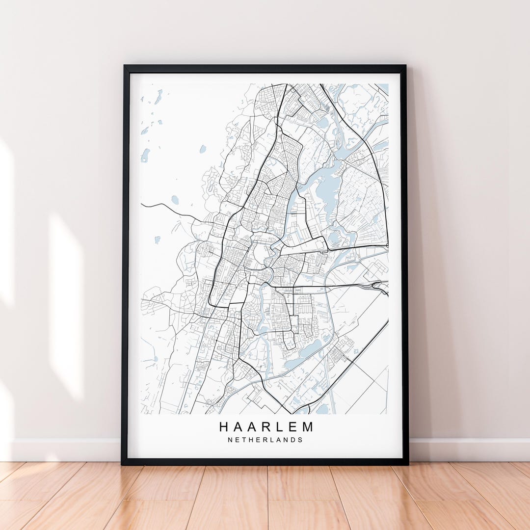 Haarlem Map Print Illustration Haarlem Map Netherlands Poster Wall Art ...
