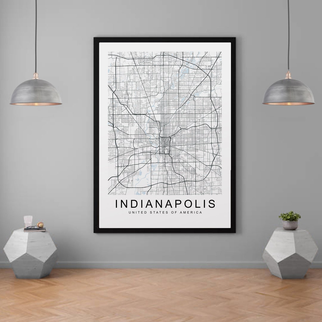 Indianapolis Map Indiana USA City Map Print Minimalist Home Map Poster ...