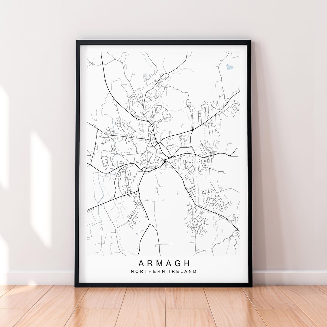 Armagh Map Print Wall Decor Armagh Northern Ireland Map Poster Wall Art ...