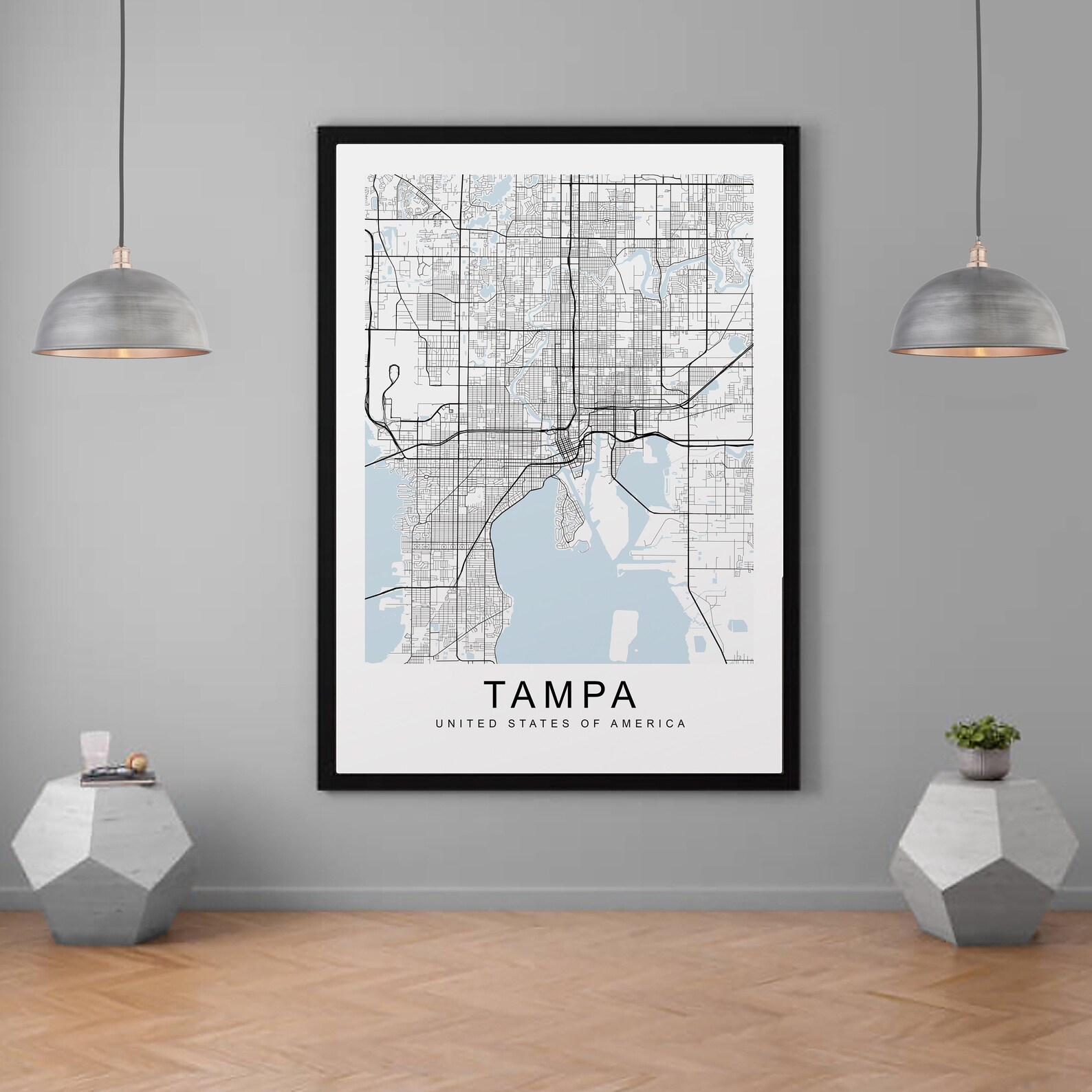 Tampa Map Florida USA City Town Map Print Minimalist Home Map - Etsy