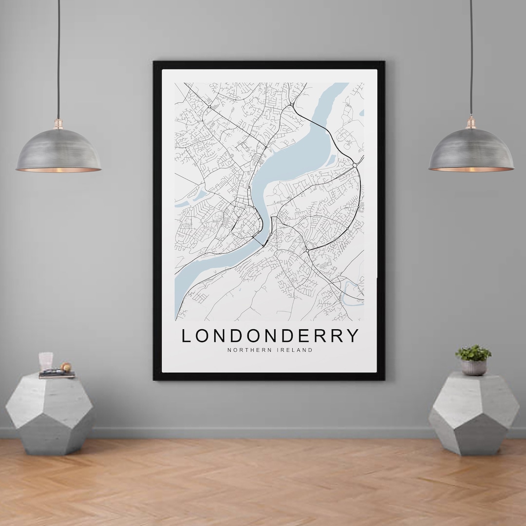 Londonderry Town Print Poster Londonderry Map Print Minimalist Home ...