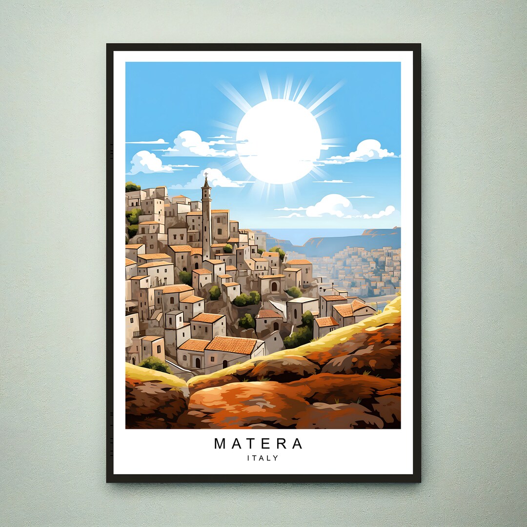 Matera Town Illustration Print Matera Travel Poster Gift Unframed Print ...