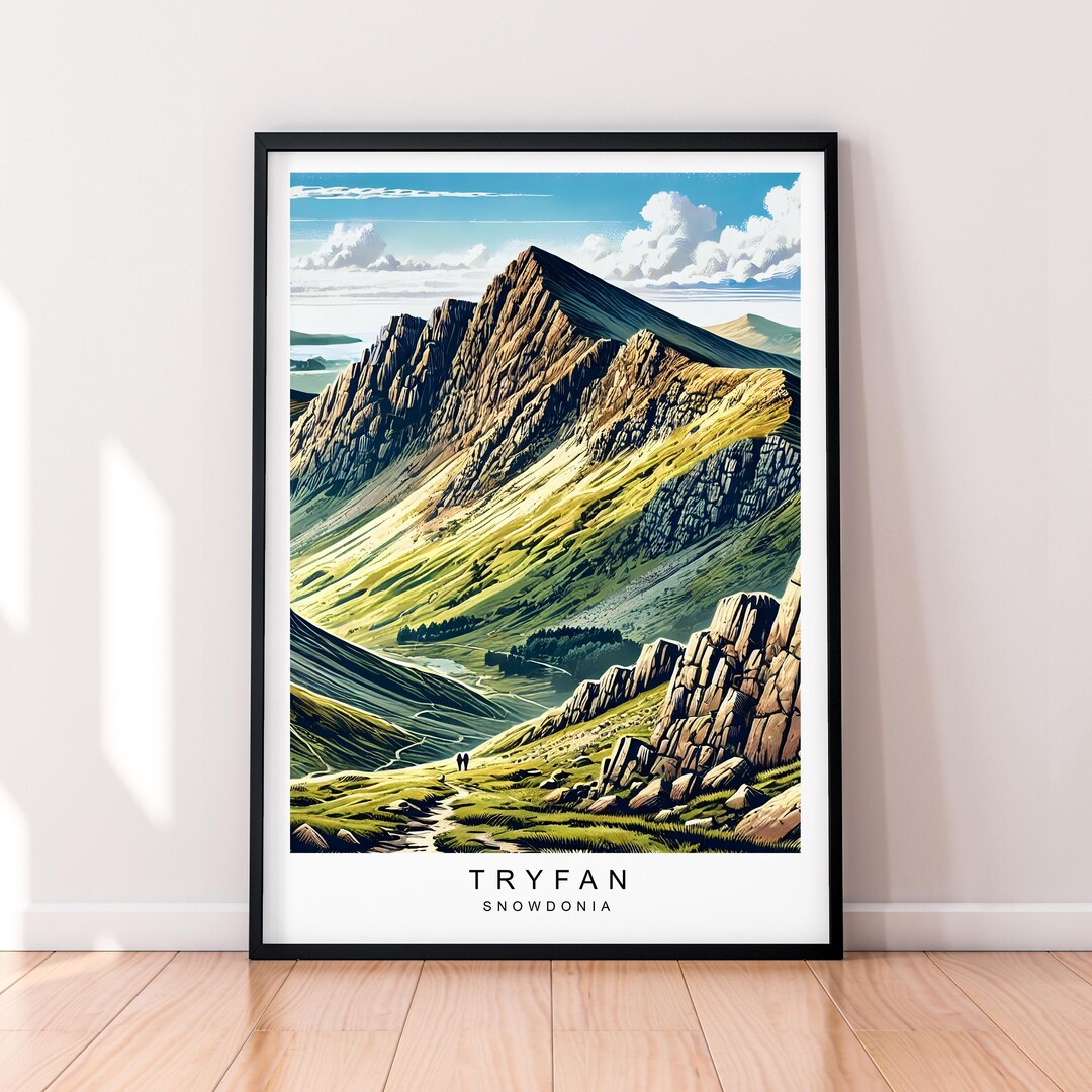 Tryfan Ogwen Valley Illustration Print Tryfan Mountain Wales Poster ...
