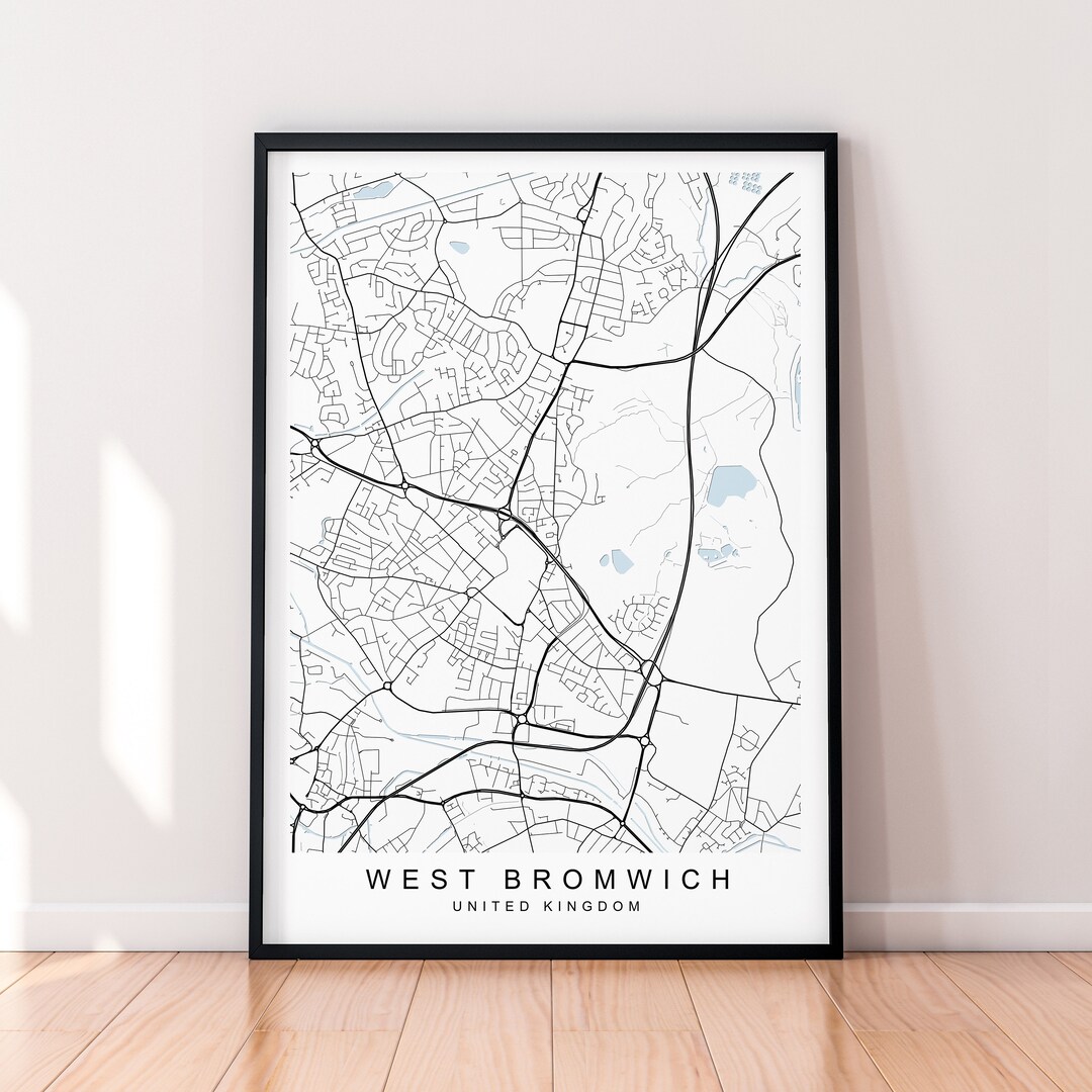 West Bromwich Map England Print Poster Minimalist Home Decor West ...