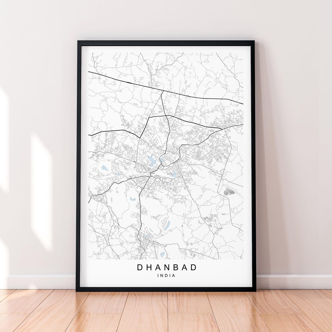 Dhanbad India Map Illustration Print Poster Unframed Art - Etsy Canada