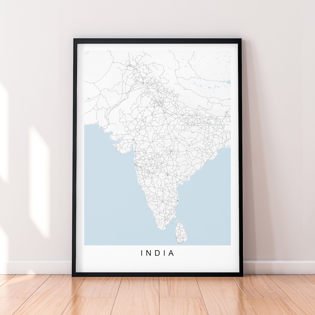 India Map Print Poster Minimalist Home India Country Map Poster Wall ...