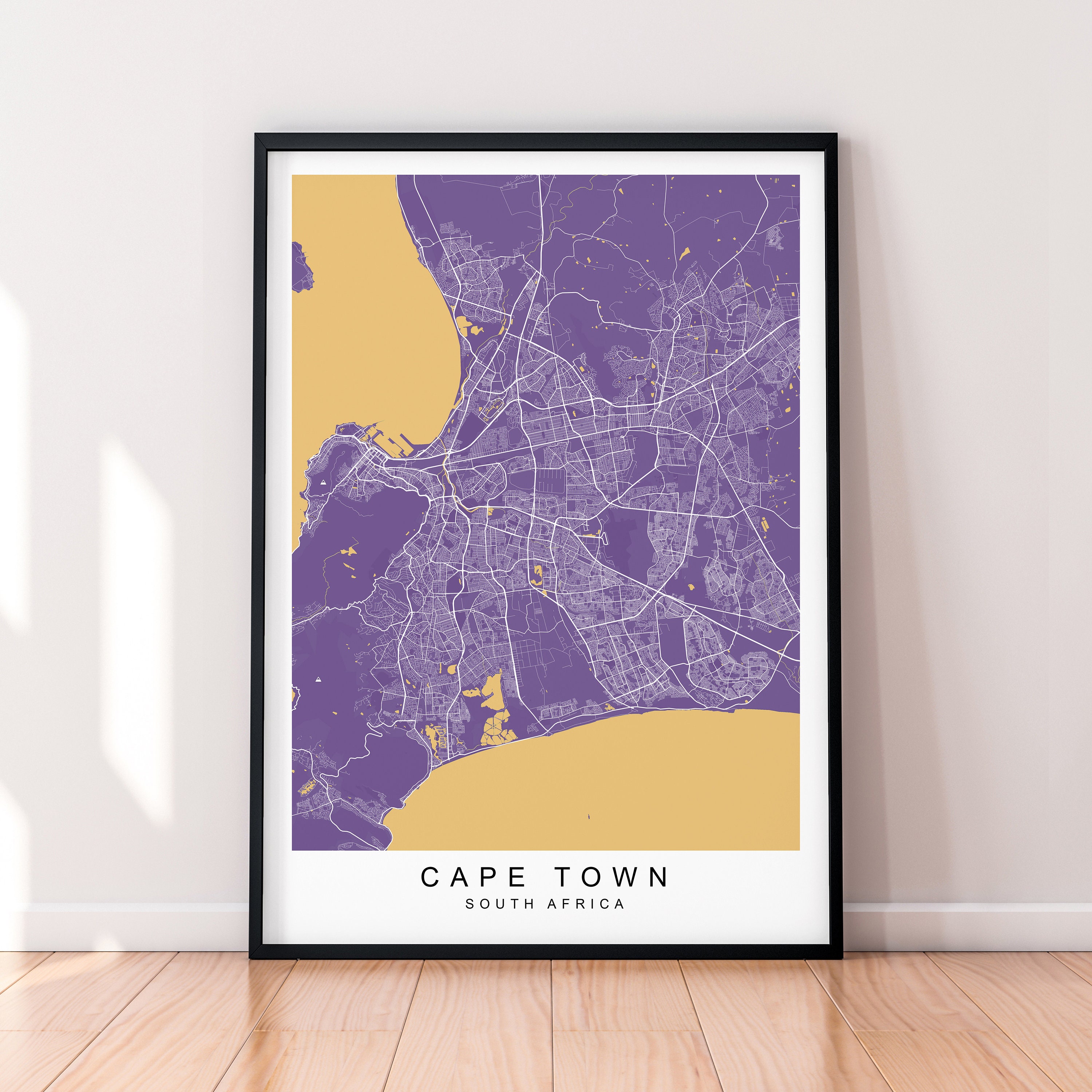 Cape Town Map Print South Africa Cape Town Minimalist Cape Town City ...