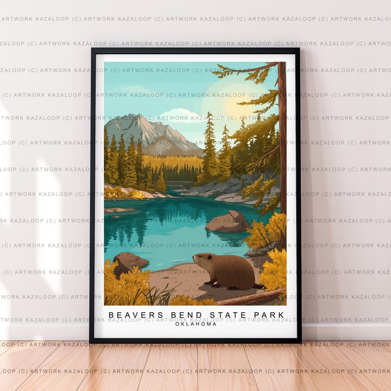 Beavers Bend State Park Oklahoma Print Unframed Illustration Art Print ...