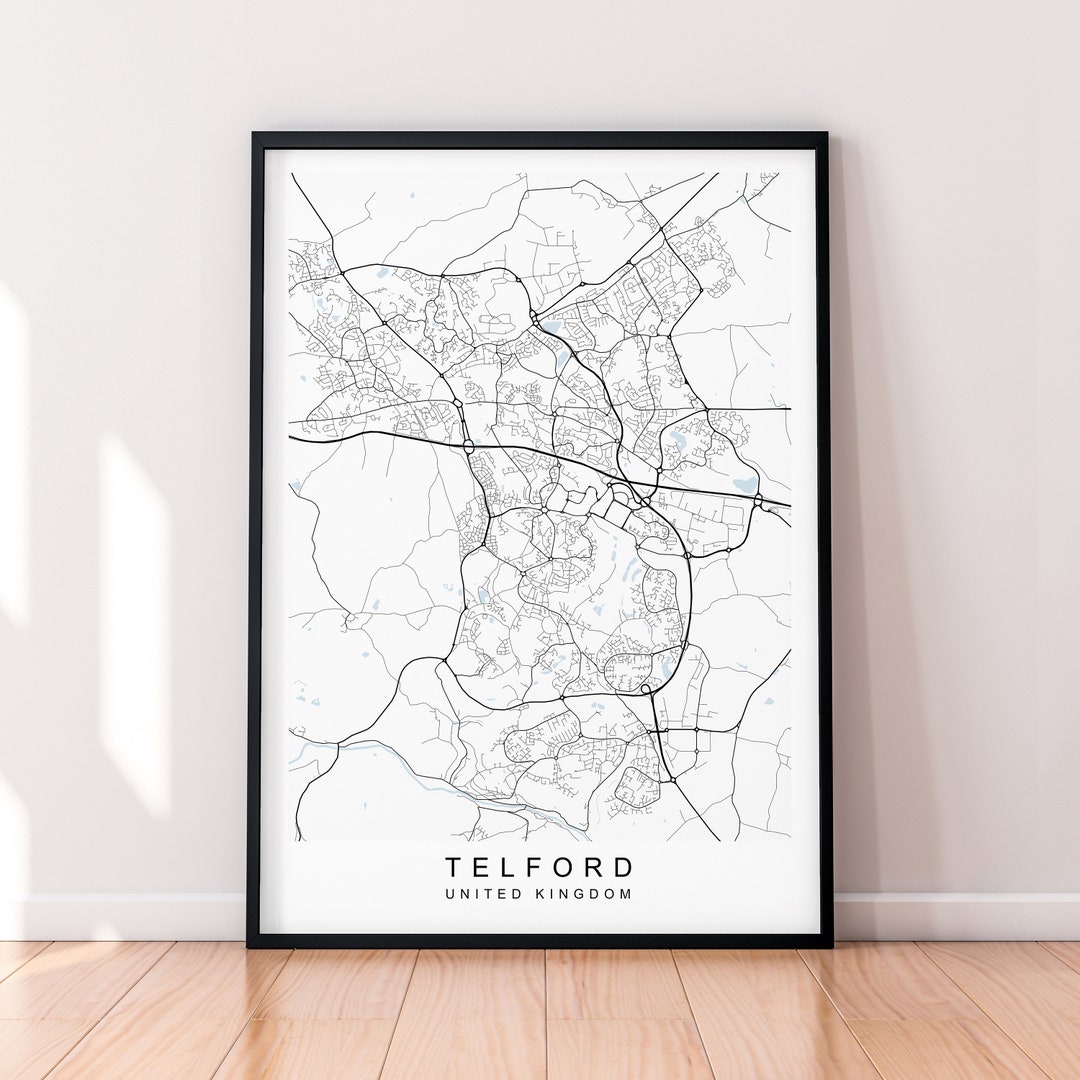 Telford City England Map Print Poster Minimalist Home Decor Telford ...