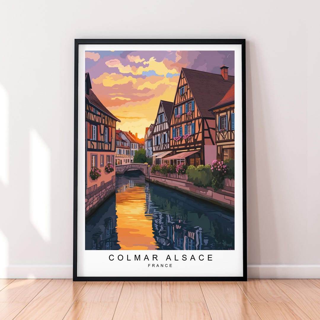 Colmar Alsace Sunset Art Print Illustration Colmar Alsace France Poster ...