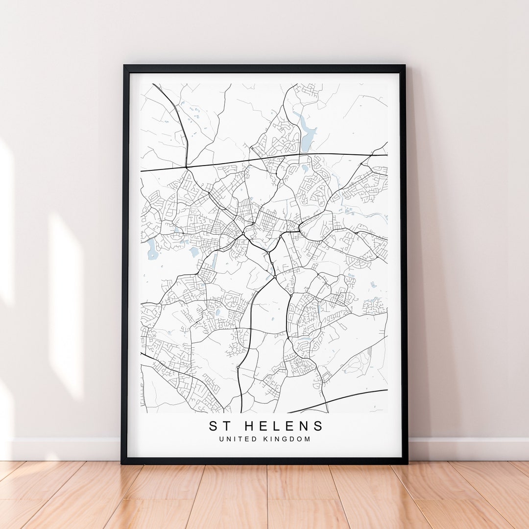 St Helens Map England Print Poster Minimalist Home Decor St Helens UK ...