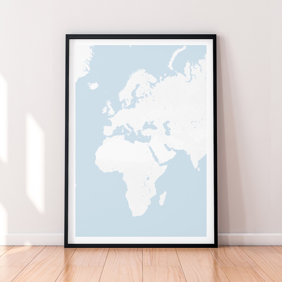 Europe EU and Africa Continent Map Print Minimalist Home Map Poster ...
