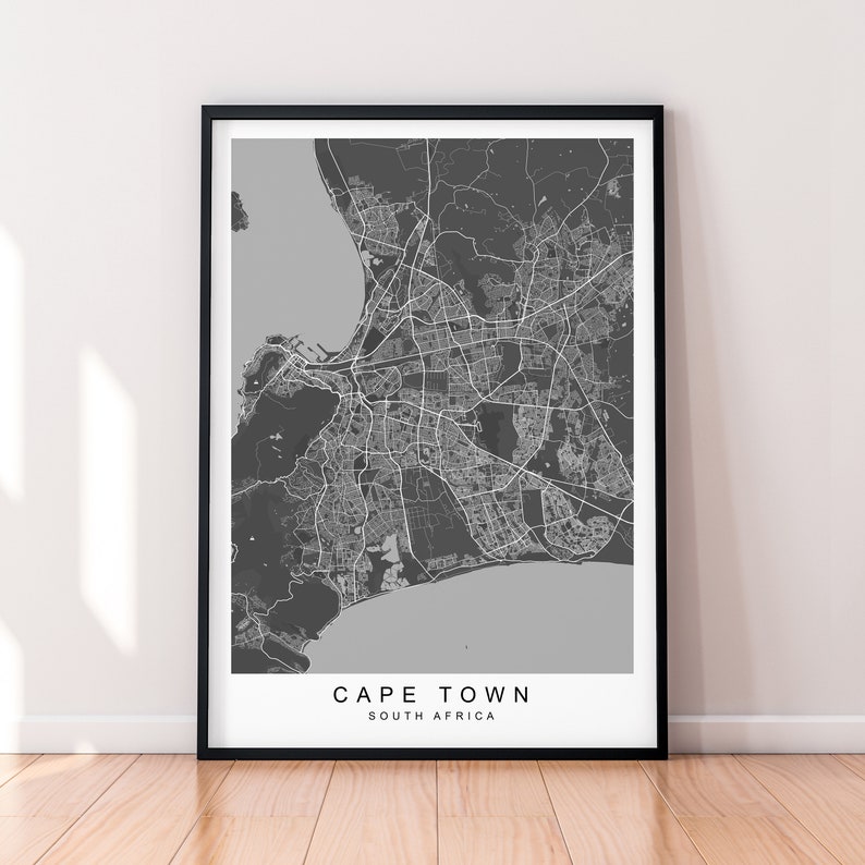 Cape Town Map Print South Africa Cape Town Minimalist Cape | Etsy