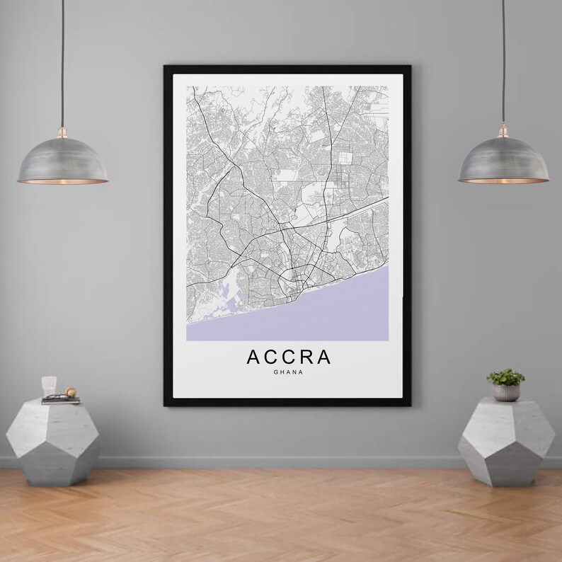 Accra Ghana City Map Print Minimalist Home Map Poster Wall - Etsy