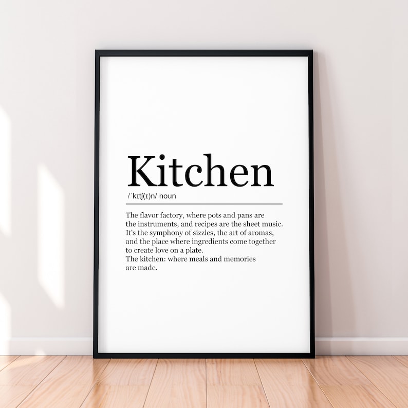 Kitchen Fun Print Definition Poster Wall Art Kitchen Meaning Minimalist ...