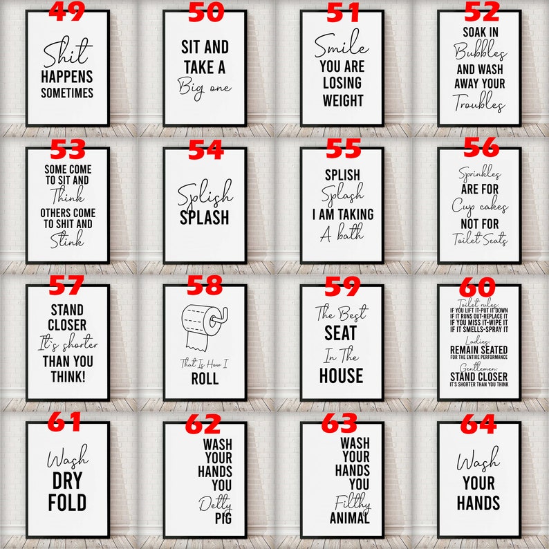 Bathroom Toilet Prints Posters Home Décor Gift Unframed - Etsy