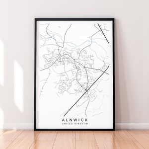 Alnwick Town Map England Print Poster Minimalist Home Decor Alnwick ...