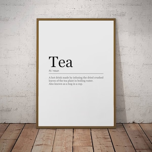 Tea Print Definition Poster Wall Art Minimalist Print - Etsy