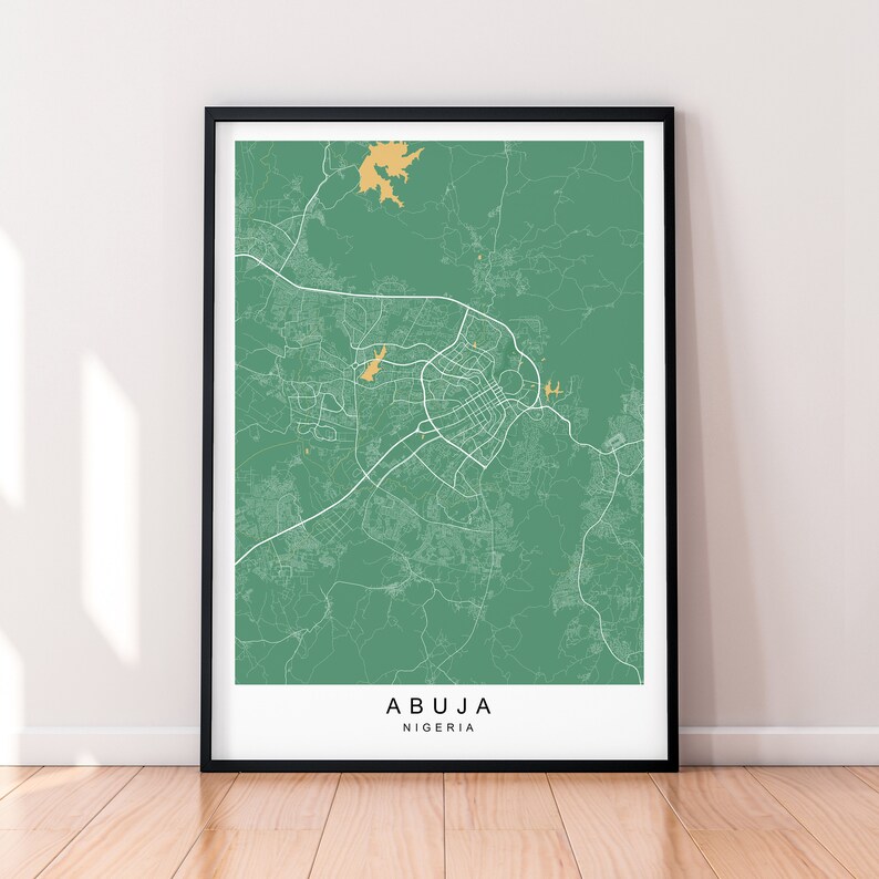 Abuja Map Nigeria Print Minimalist Abuja City Area Map Poster Wall ...