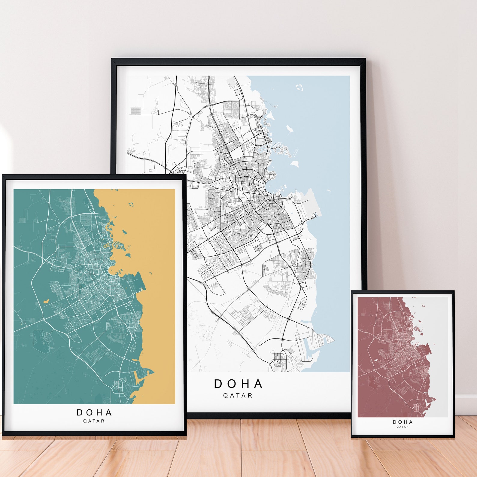 Doha City Map Print Qatar Doha Minimalist Doha City Area Map Poster ...