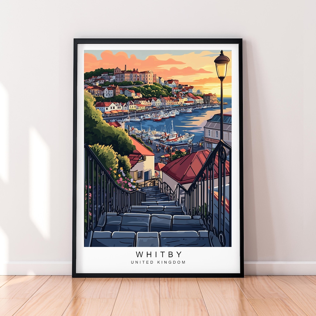 Whitby Sunset Art Print Wall Decor Whitby England Poster Wall Art Gift ...