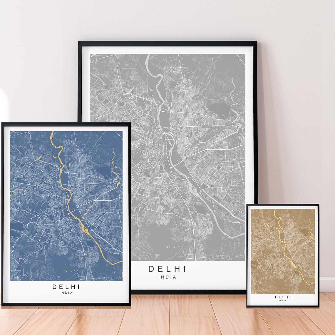 Delhi Map India City Map Print Minimalist Home Delhi Map Poster Wall ...