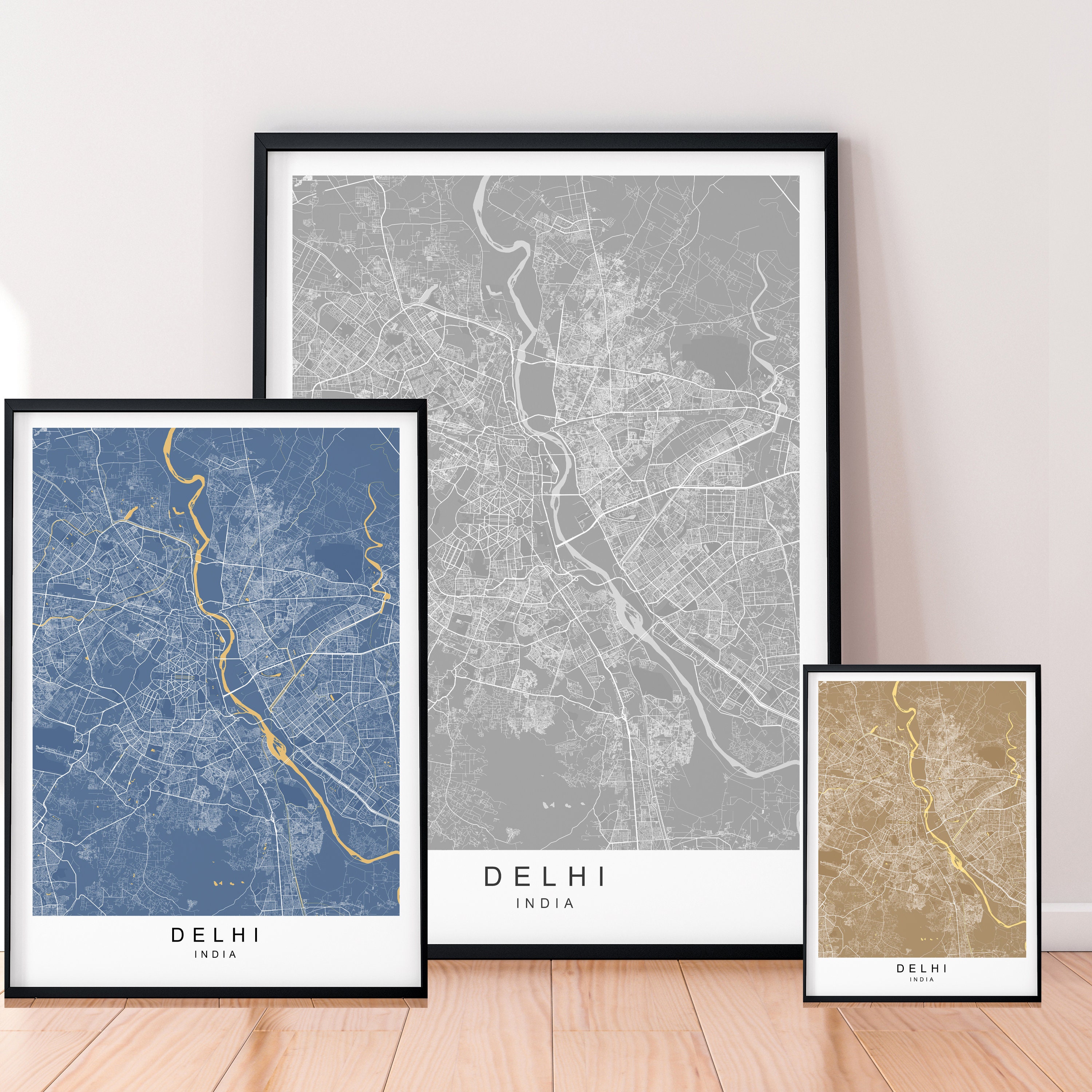 Delhi Map India City Map Print Minimalist Home Delhi Map Poster Wall ...
