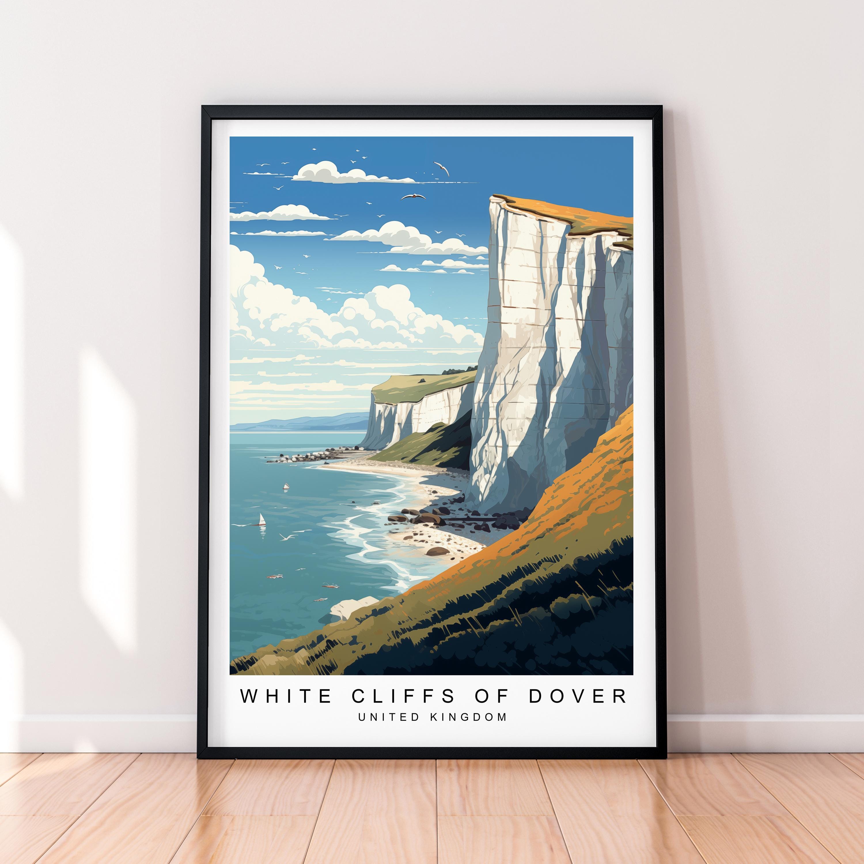 White Cliffs of Dover Illustration Print White Cliffs of Dover Poster ...