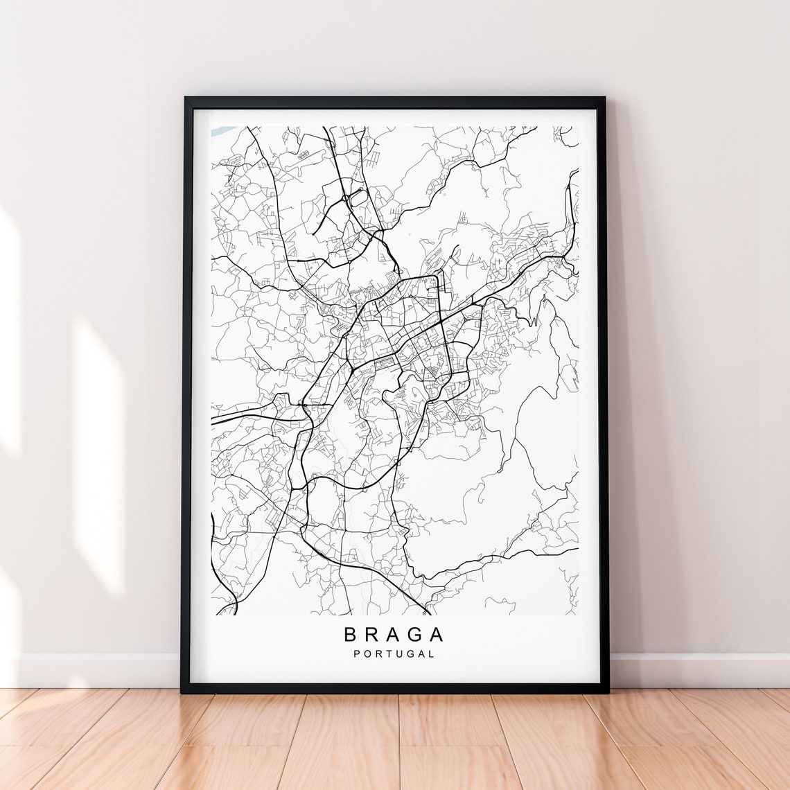 Braga City Map Portugal Print Minimalist Braga Portugal Town Map Poster ...