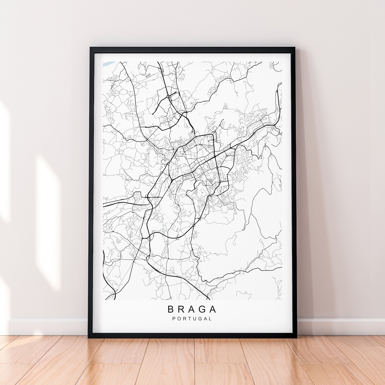 Braga City Map Portugal Print Minimalist Braga Portugal Town Map Poster ...