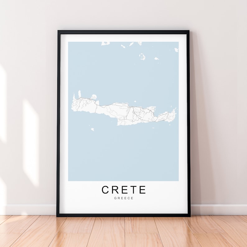 Crete Map Greece Map Print Minimalist Home Map Poster Wall Decor - Etsy