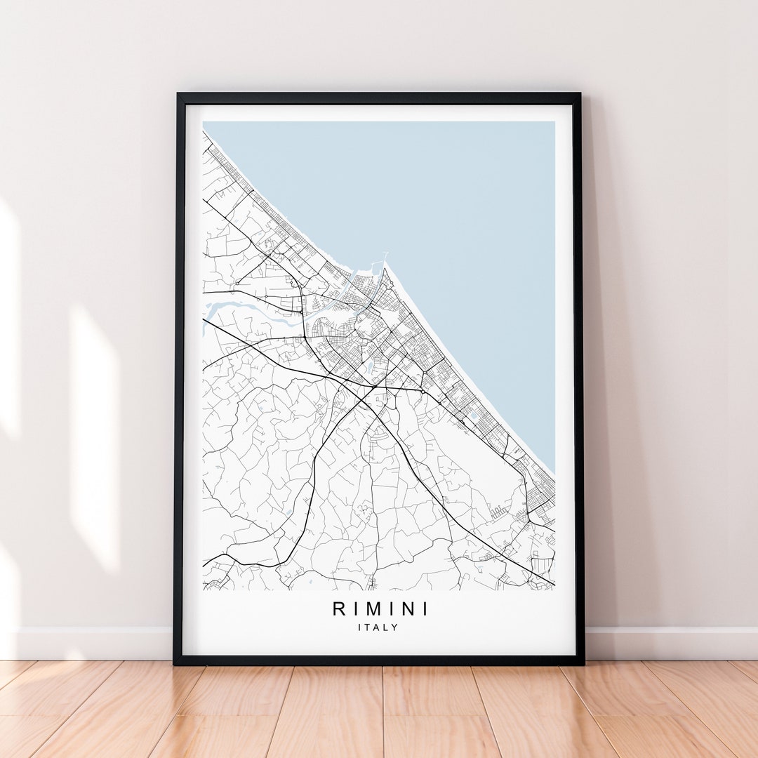 Mapa de la ciudad de Rimini, póster impreso de Italia, hogar ...