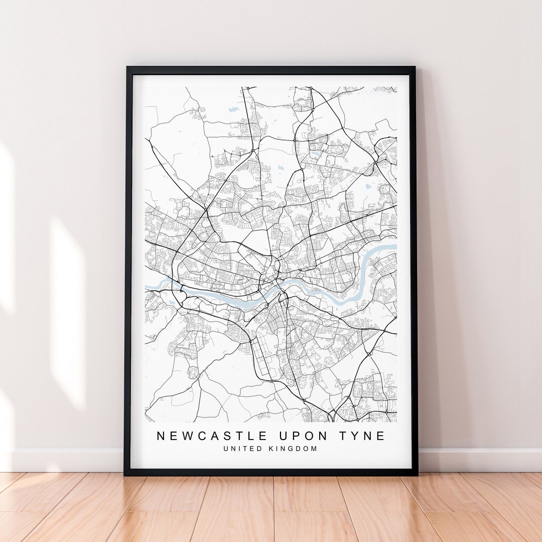 Newcastle Upon Tyne City England Map Print Poster Minimalist Home Decor ...